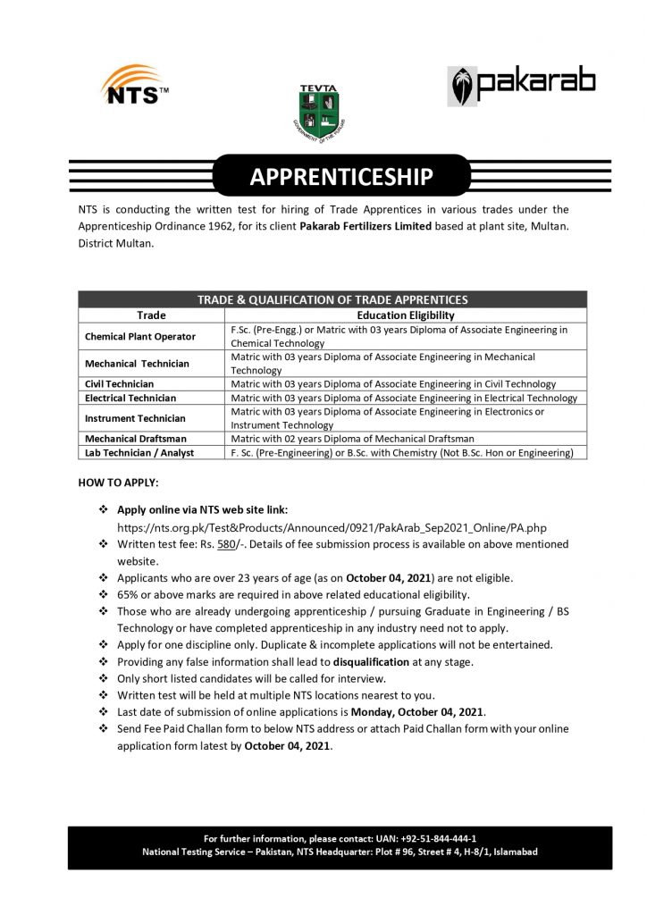 Fatima Fertilizer Company Apprenticeship Nts Jobs 2024 Apply Online